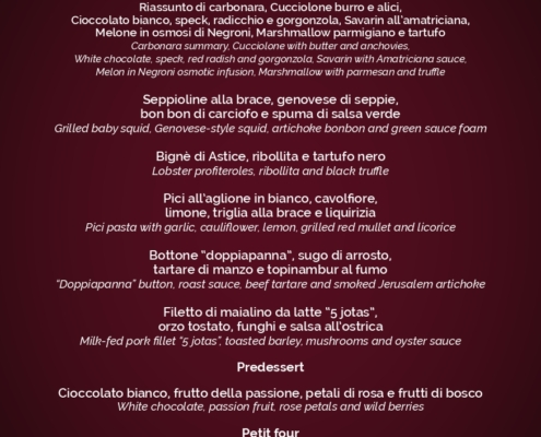 Menu degustazione | All'Oro Restaurant