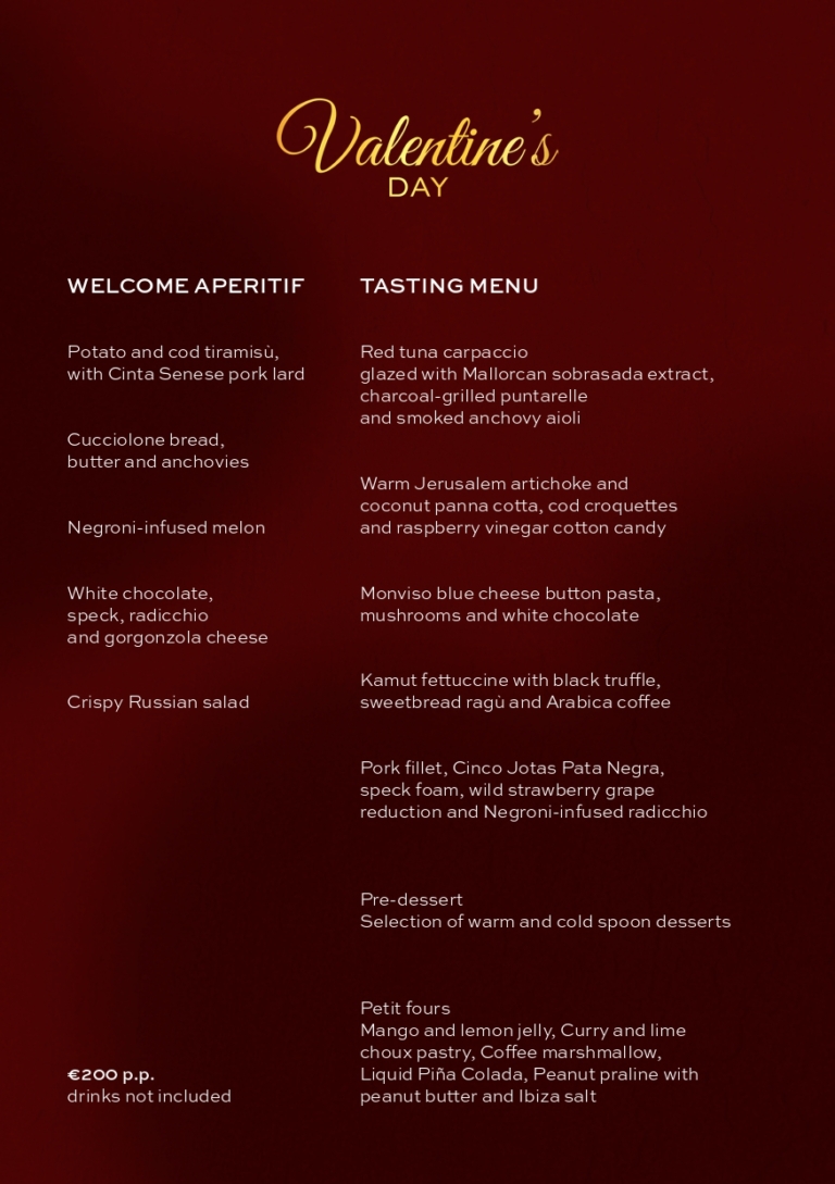Valentine's Day menu | All'Oro Restaurant